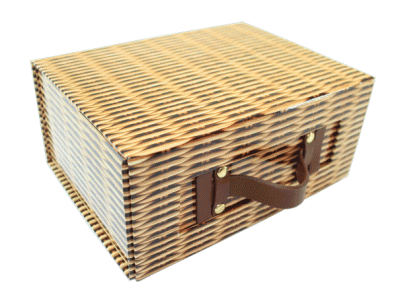 Cardboard Fold-Up Hampers Boxes with Faux Leather Handle