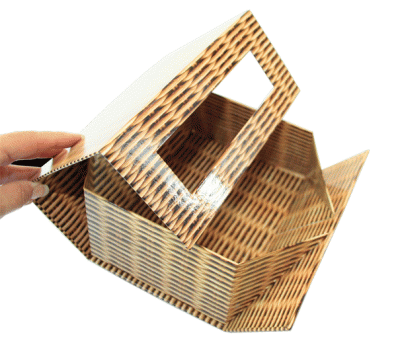 Cardboard Fold-Up Hampers Boxes with Faux Leather Handle