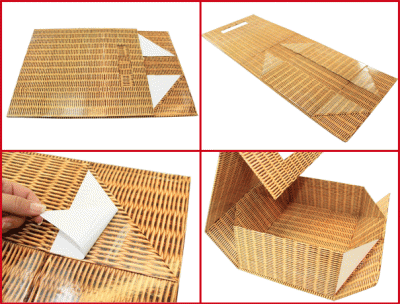 Cardboard Fold-Up Hampers Boxes with Faux Leather Handle