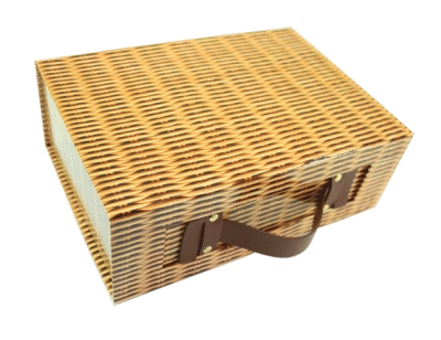 Cardboard Fold-Up Hampers Boxes with Faux Leather Handle