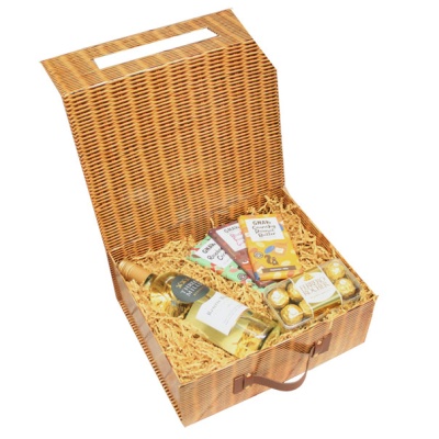 Cardboard Fold-Up Hampers Boxes with Faux Leather Handle