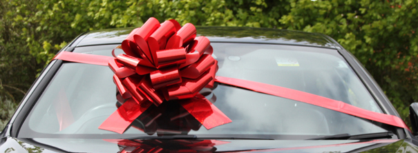 MEGA Giant Car Bow 42cm diameter with 6m Ribbon - HOLOGRAPHIC RED