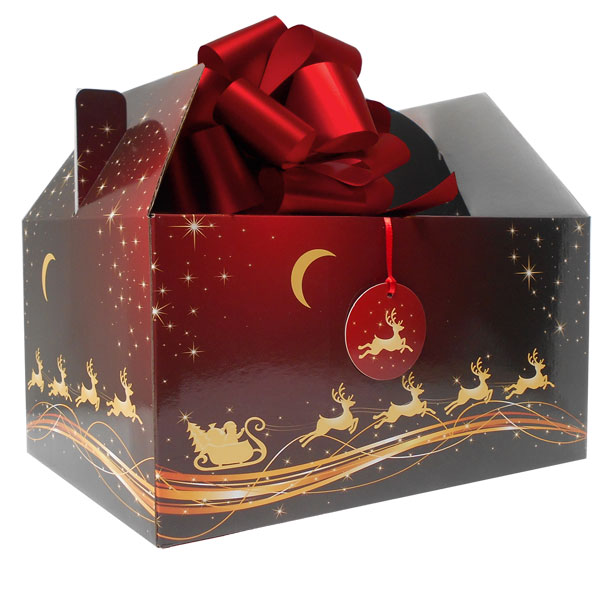 Giant Gable Gift Box Kit - (35x24x18cm) RED/GOLD REINDEER & RED ...