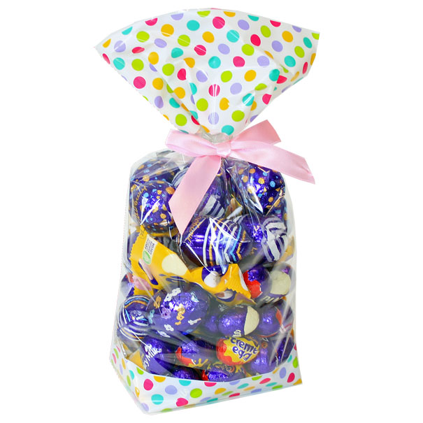 50 large CANDY BAGS with Block Bottom Base - SPOTTY