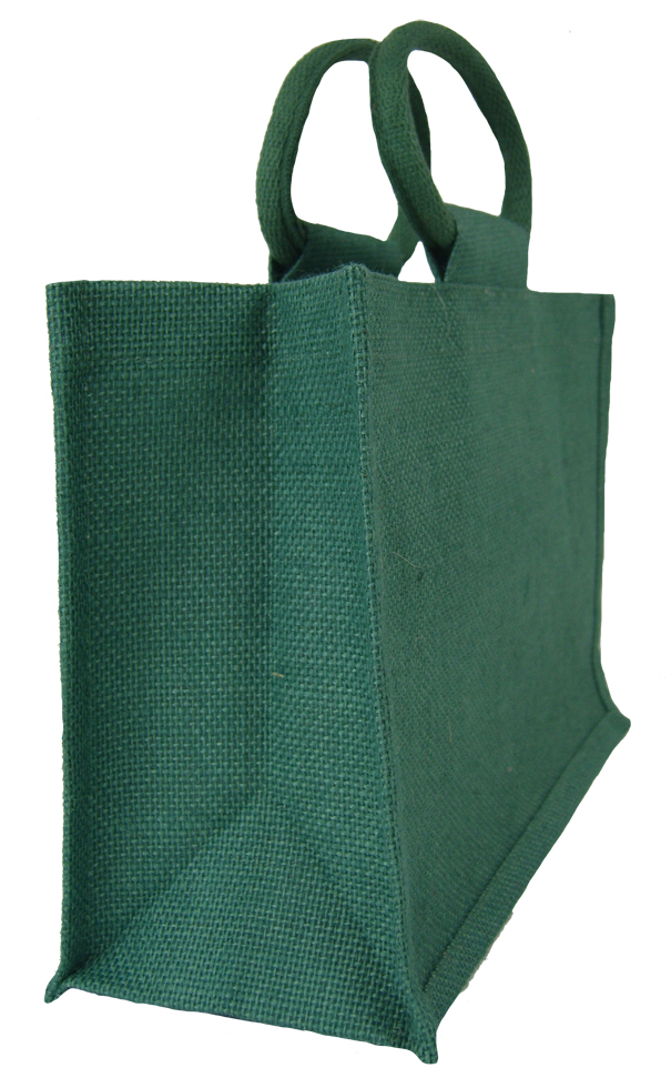 MEDIUM Open Jute Bag with Handles - 30x12x20cm high - DARK GREEN