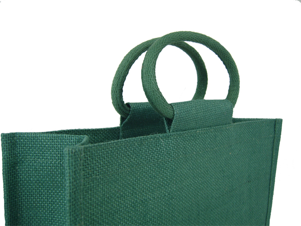 MEDIUM Open Jute Bag with Handles - 30x12x20cm high - DARK GREEN