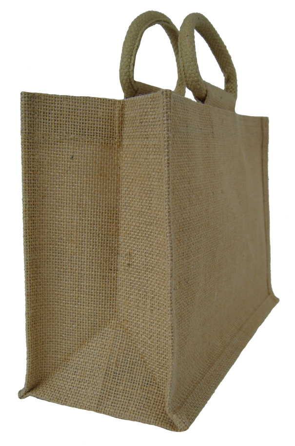 MEDIUM Open Jute Bag with Cotton Handles - 30cm - NATURAL