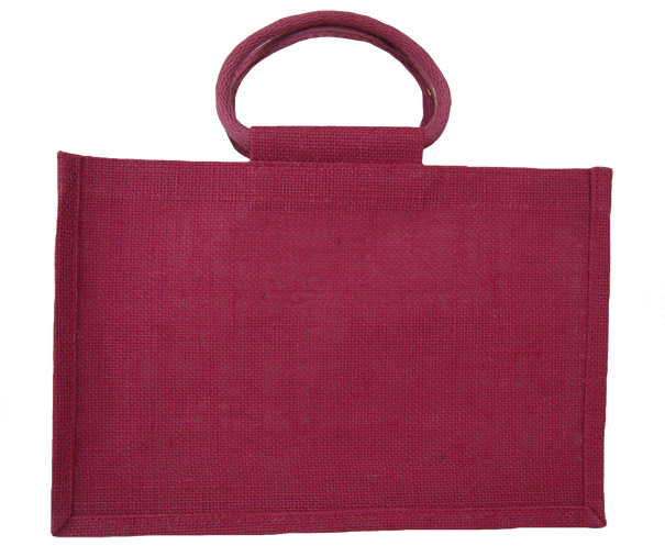 MEDIUM Open Jute Bag with Cotton Handles - 30cm- RED WINE