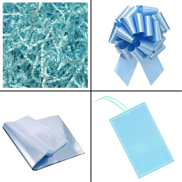 Complete Gift Basket Kit - 30cm BAMBOO HAMPER / BLUE ACCESSORIES ...