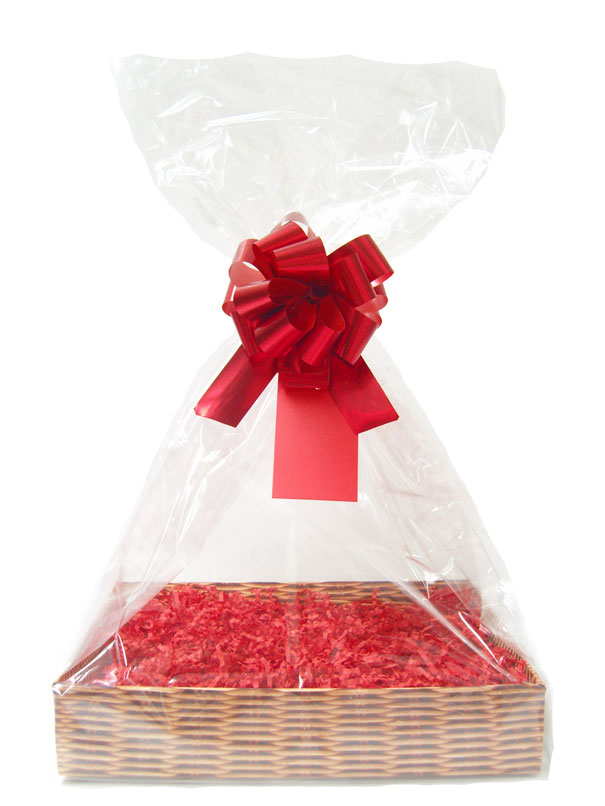 Medium Gift Basket Kit WICKER EASY FOLD TRAY / RED ACCESSORIES ...