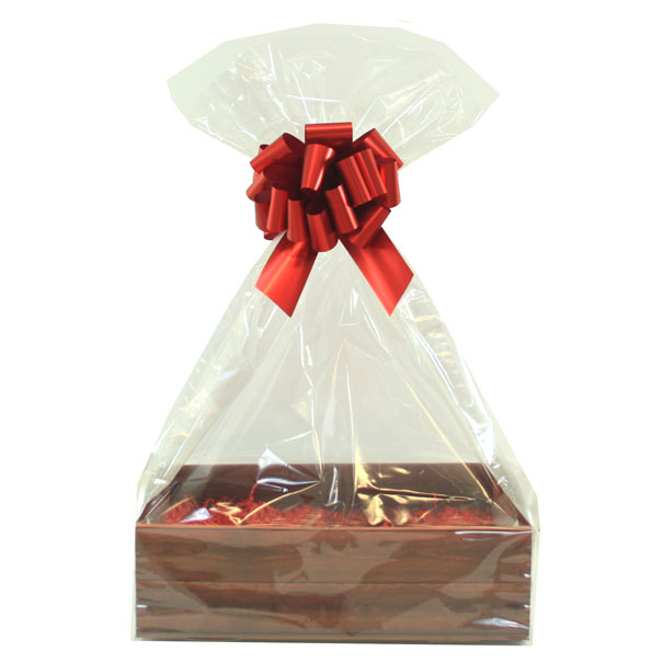 BULK Gift Basket Kit WOODEN CRATE FOLD UP TRAY 41cm RED ACCESSORIES x 10
