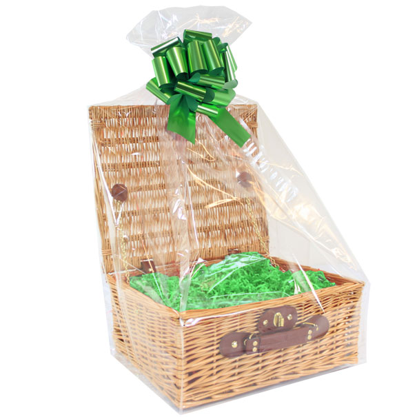 Hamper Gift Basket Kit - 12" NATURAL HAMPER / GREEN ACCESSORIES