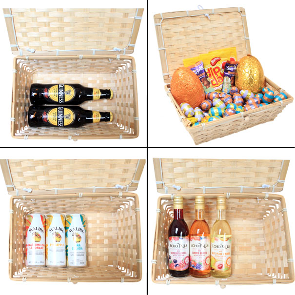 Complete Gift Basket Kit - 30cm BAMBOO HAMPER / CREAM ACCESSORIES