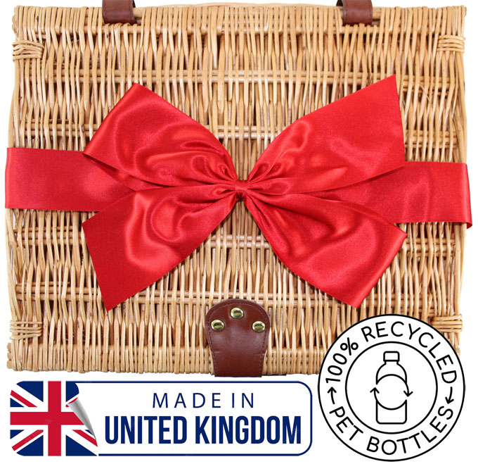 Superior NATURAL WICKER Hamper (14") with Eco-Friendly RED Bow ...