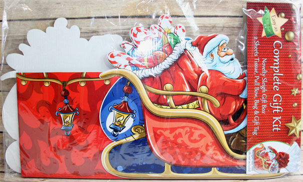 Complete Gift Box Kit with Tissue, Bag, Bow and Tag-SANTA SLEIGH
