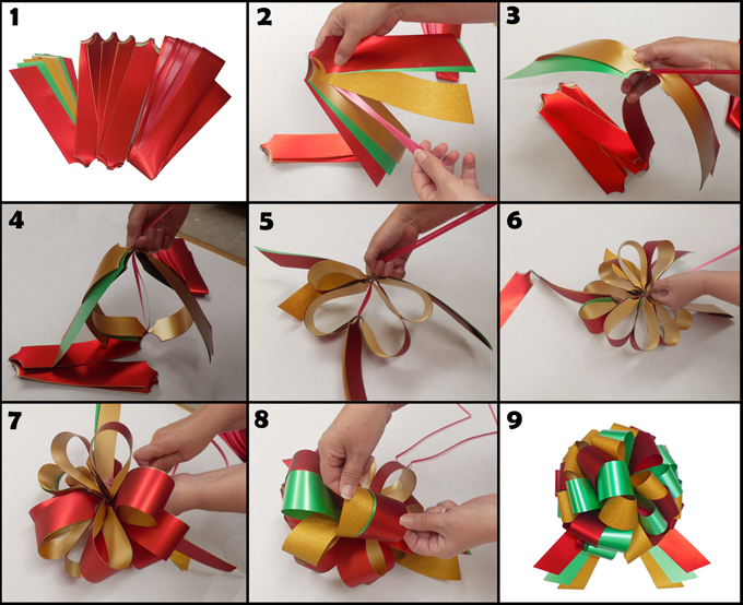 Multi-Colour Bow with 6m matching ribbon - PINK/CREAM/CERISE ...