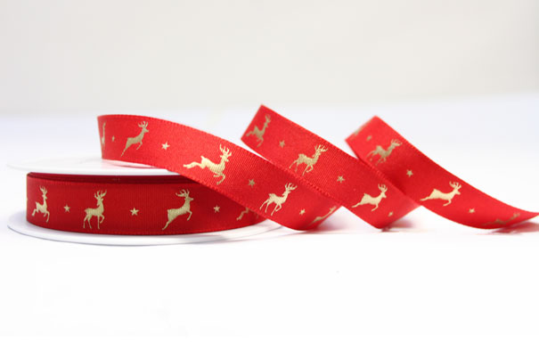Double Faced Satin Ribbon 15mm x 1m REINDEER RED