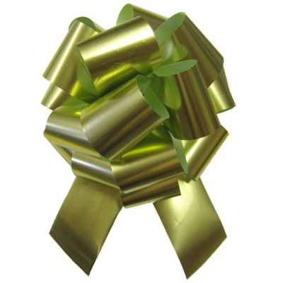 6" diam PULL BOWS - 32mm ribbon - MATT METALLIC GREEN (pk10)